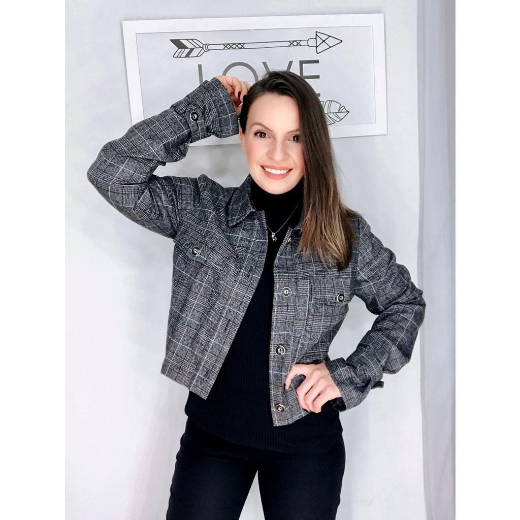 Jaqueta xadrez alfaiataria. | Shopee Brasil