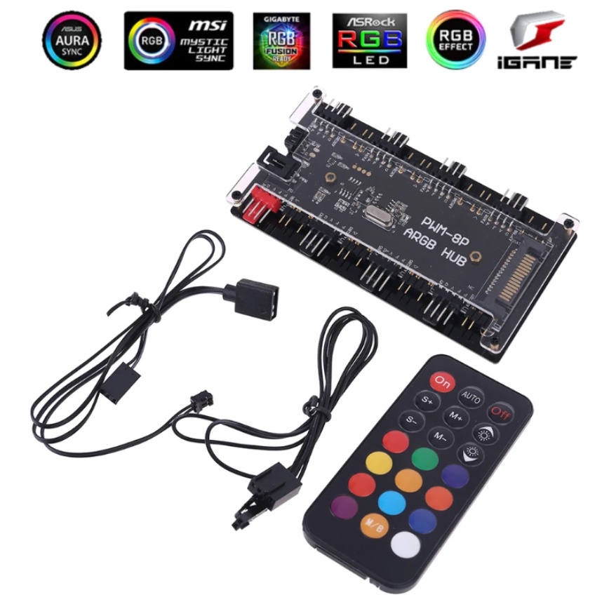 Hub Controlador de led ARGB 3 Pinos 5V Cooler Fan 8 Entradas (led ...