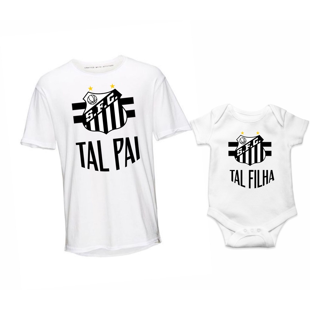 Kit camiseta e body tal pai tal filha - santos | Shopee Brasil
