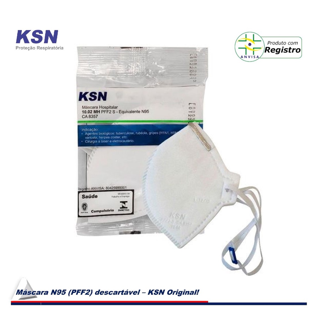 Máscara N95 Hospitalar Pff2 Marca Ksn | Shopee Brasil