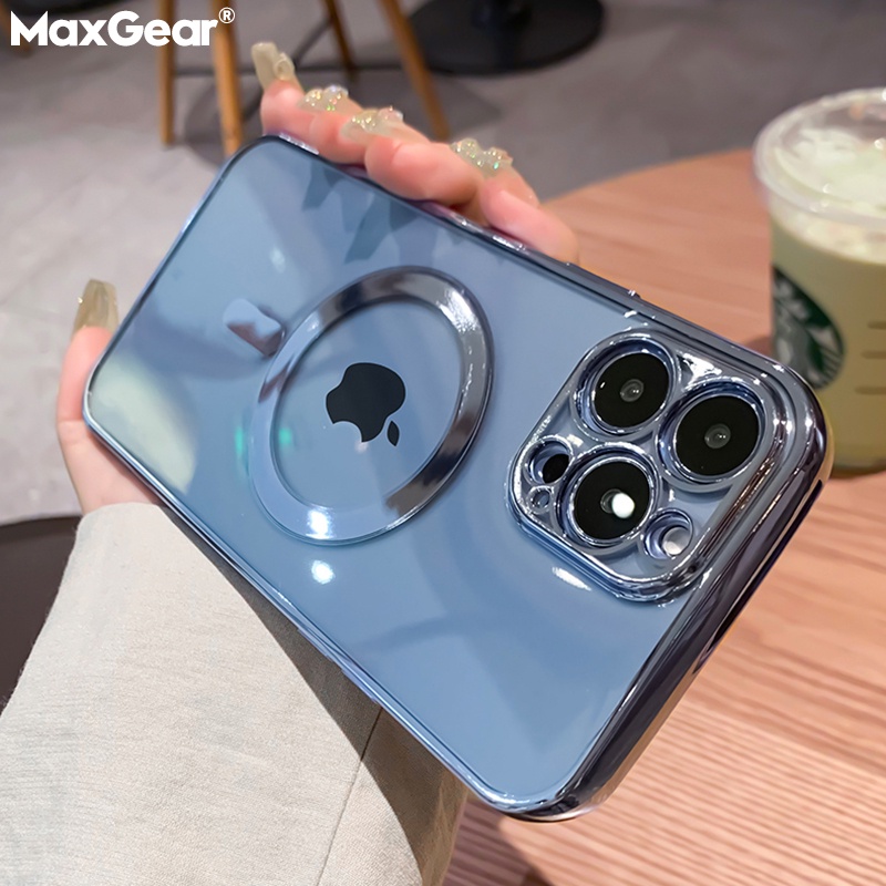 Capa Flexível De Silicone Com Magsafe Magnética Transparente Revestimento De Luxo Para iPhone 13 ...