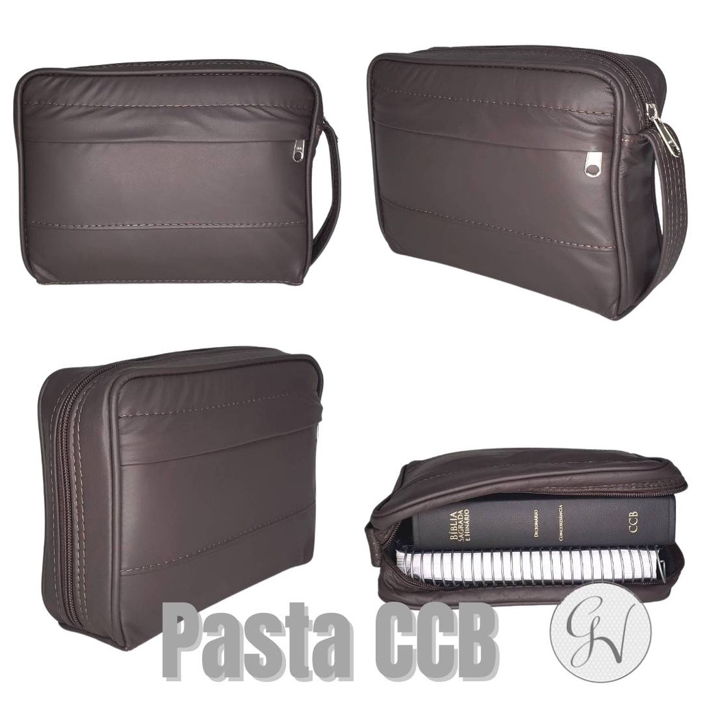 Pasta CCB Grande com Alça e Bolso Couro | Shopee Brasil