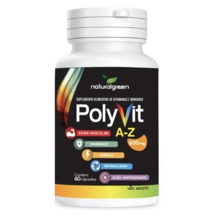 Polyvit/AZ/Suplemento/Vitamina/Vegana/60cps/NaturalGreen Academia ...