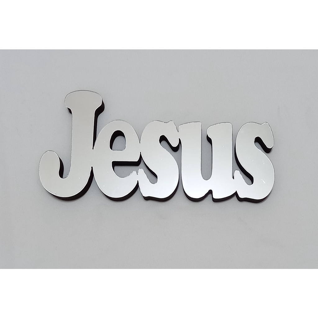 Palavra JESUS Espelhada para Decorar a sua casa em MDF com 21,5 cm de ...