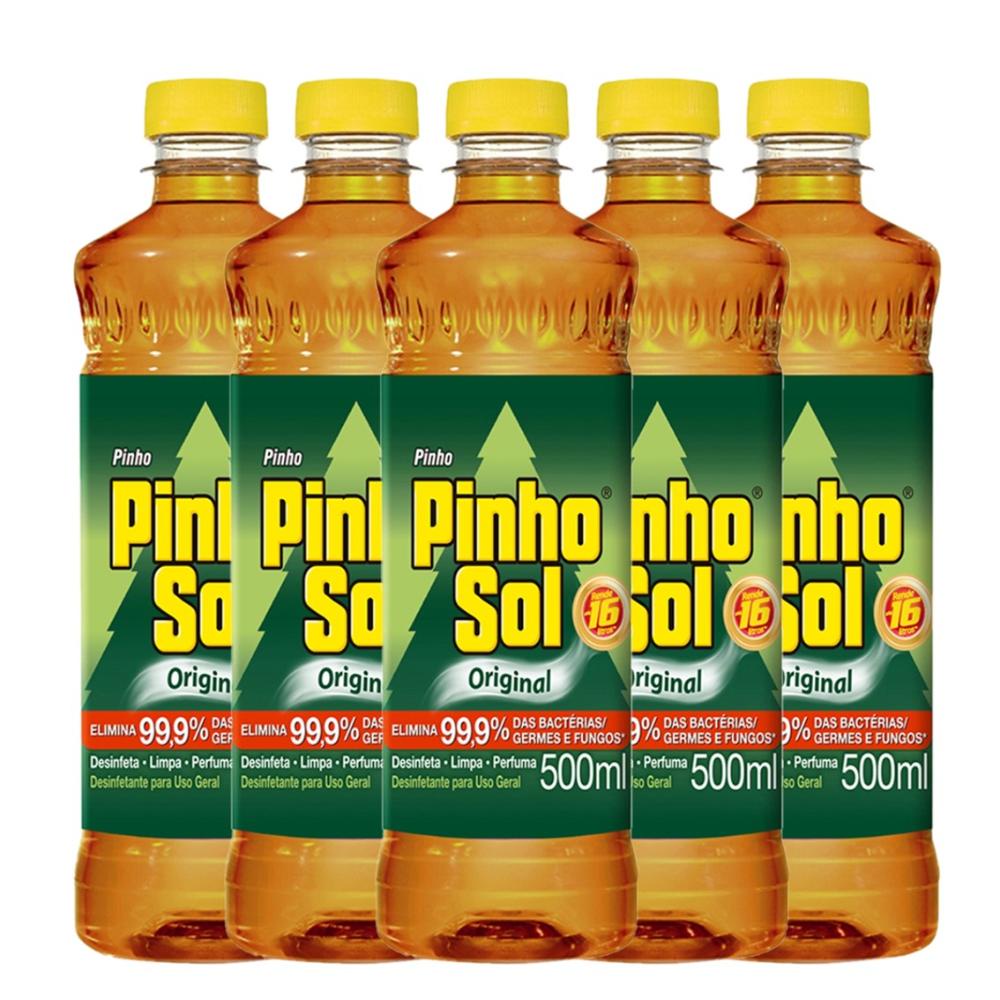 Kit com 5 Desinfetante Pinho Sol Original 500ml Cada | Shopee Brasil