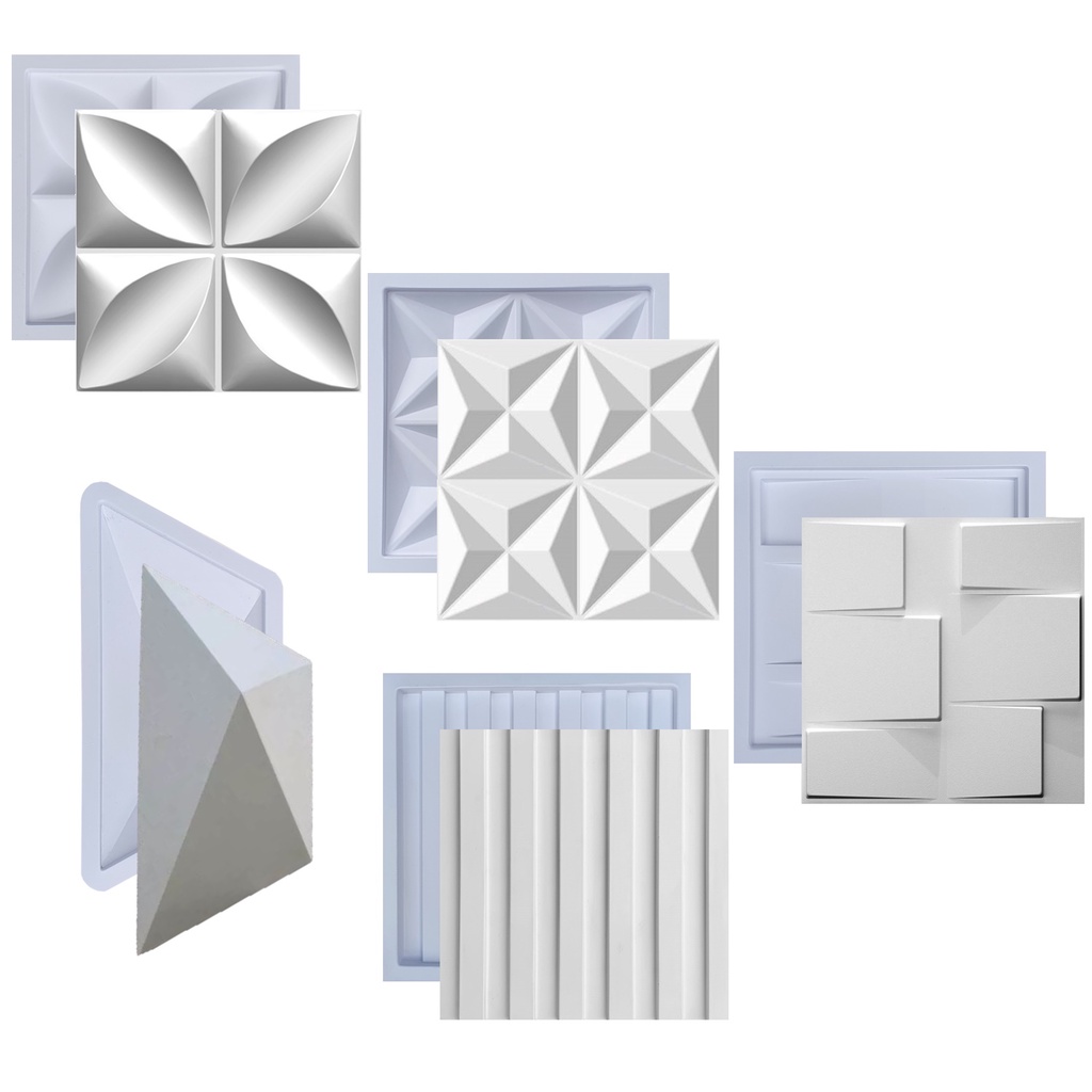 Kit Formas Para Revestimento Moldes Gesso 3d E Cimento Fdg | Shopee Brasil