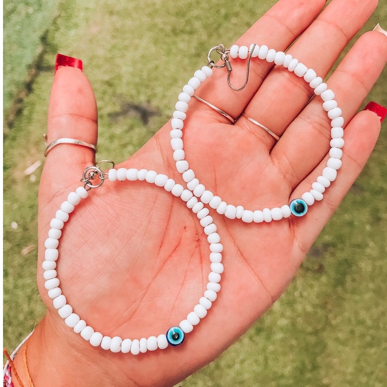 Argolas/argola olho grego/brincos/acessórios praianos/moda praia ...