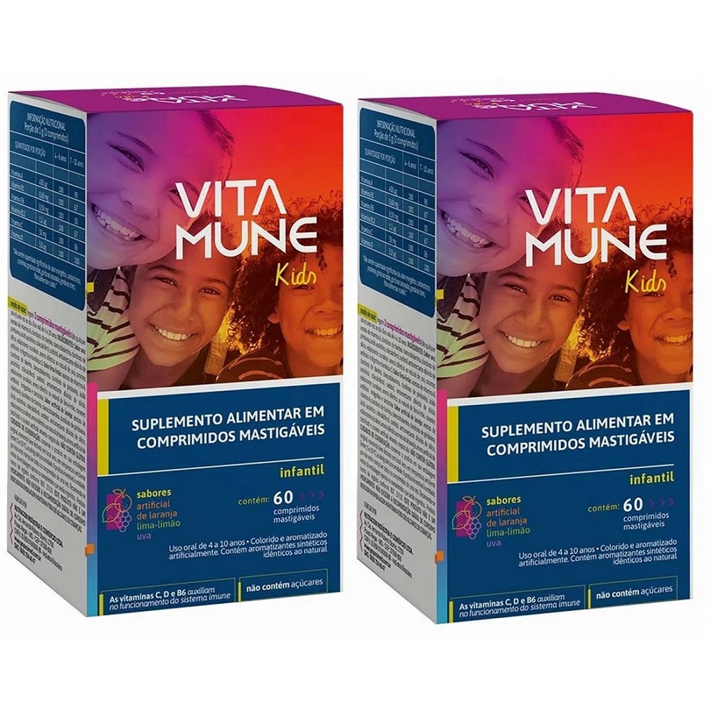 Kit Vitamune Kids Suplementos Alimentar 60 Capsulas mastigáveis C/2 ...