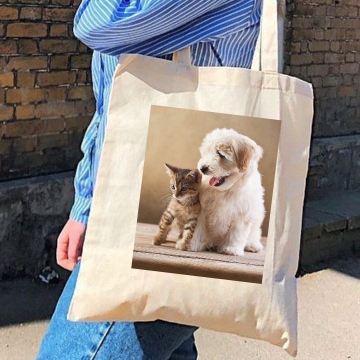 ecobag com zíper cachorro e gato bolsa sacola | Shopee Brasil