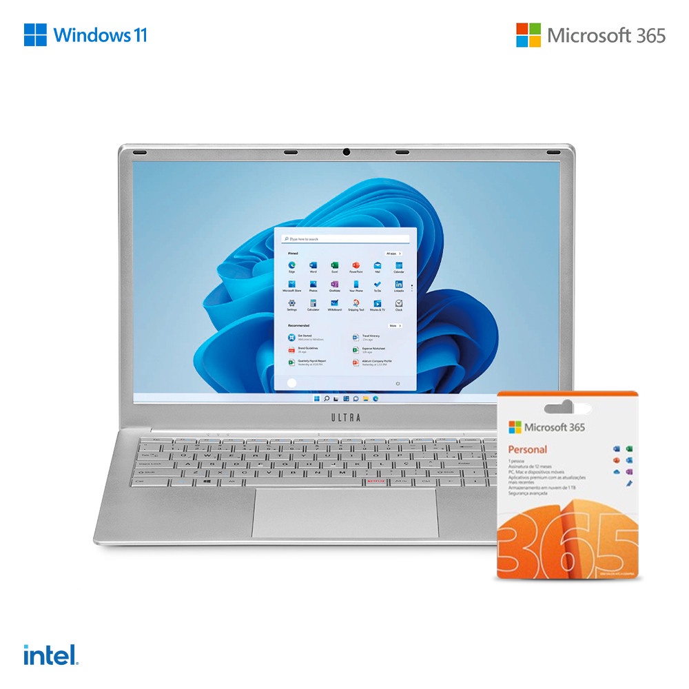 Notebook Ultra com Windows 11 Home Processador Intel Celeron 4GB 120GB ...