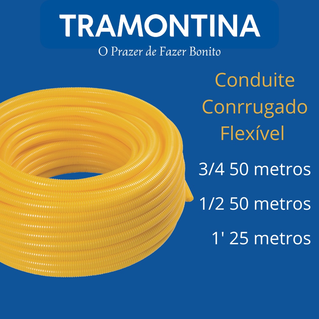 Conduite Eletroduto Elétrico Corrugado Flexivel Rolo Tramontina 1/2" 3/ ...