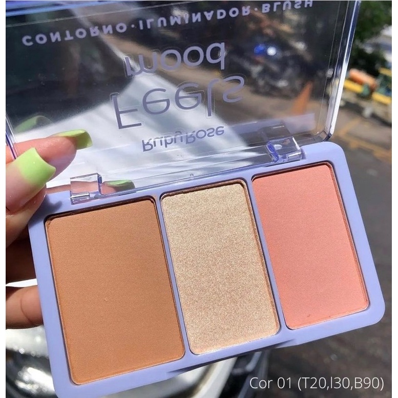 Trio de Contorno, Iluminador e Blush Linha Feels Mood Ruby Rose | Shopee Brasil