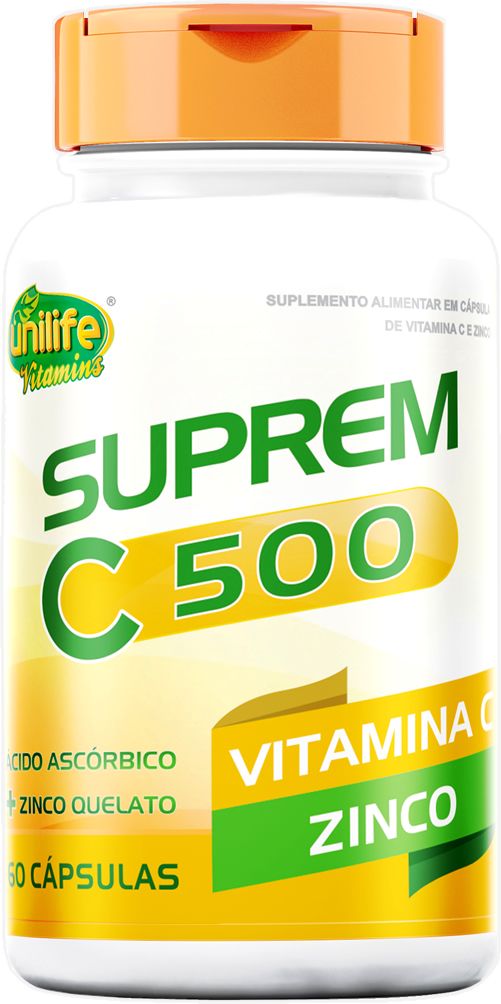 Suprem C 500 Vitamina C (500mg) + Zinco (7mg) Unilife 60 cápsulas ...