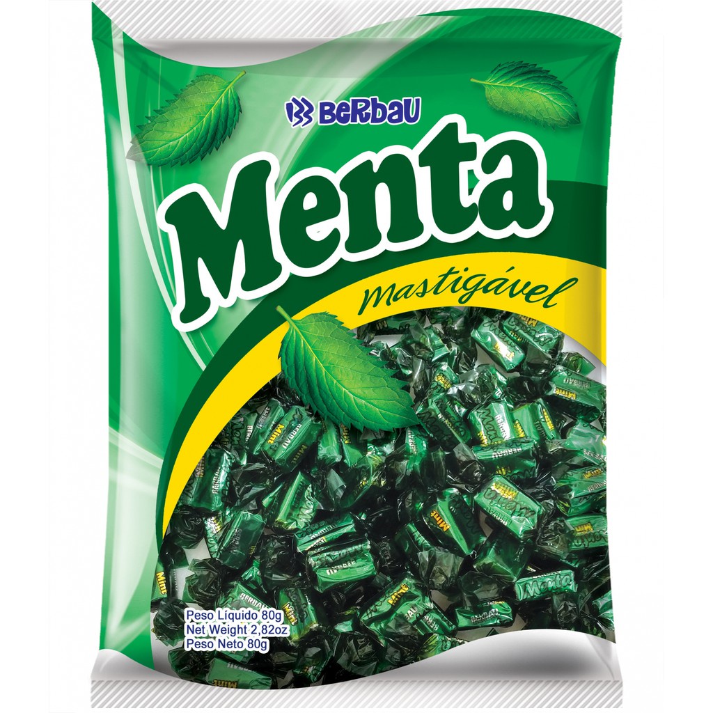 Bala Mastigavel Menta 600g Berbau | Shopee Brasil