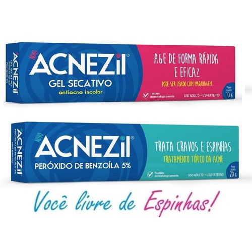 Kit Gel Secativo Antiacne Acnezil 10G + Acnezil Antiacne Trata e ...