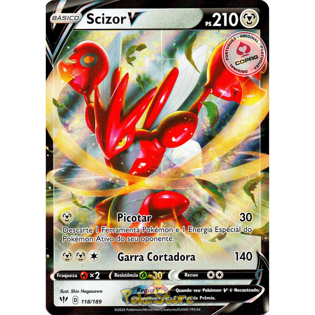 Carta Pokemon Scizor V Português 118/189 Card Original Copag | Shopee ...