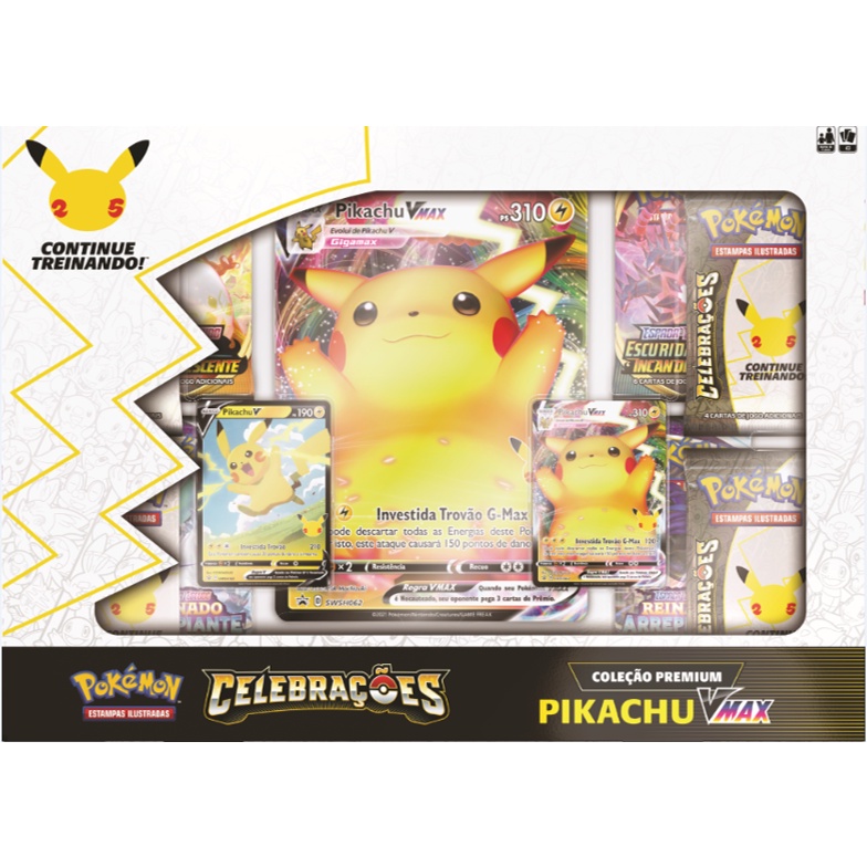 Box Pikachu VMax Celebrações 25 Anos - Pokémon TCG | Shopee Brasil
