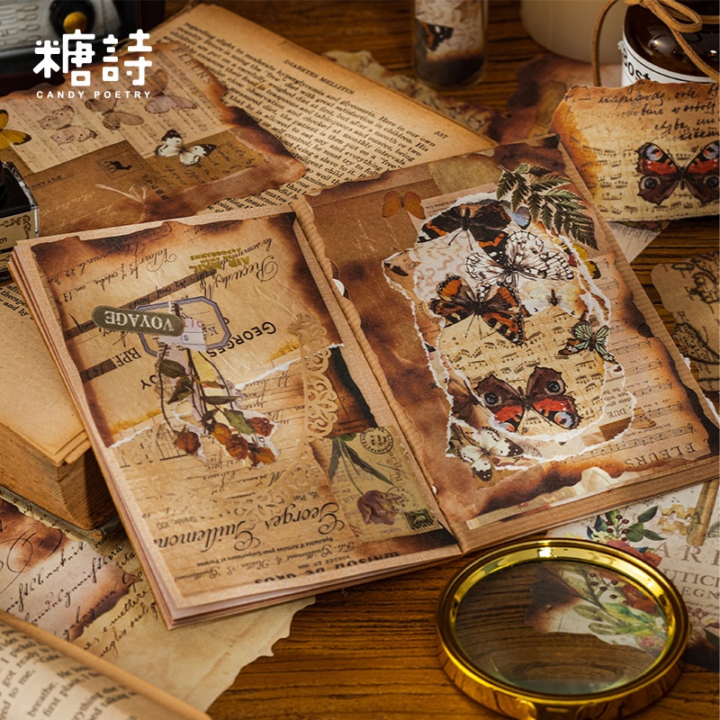 JIANWU 30 Folhas Criativas Vintage Burn Torn Pages Memo Pad DIY Diário ...
