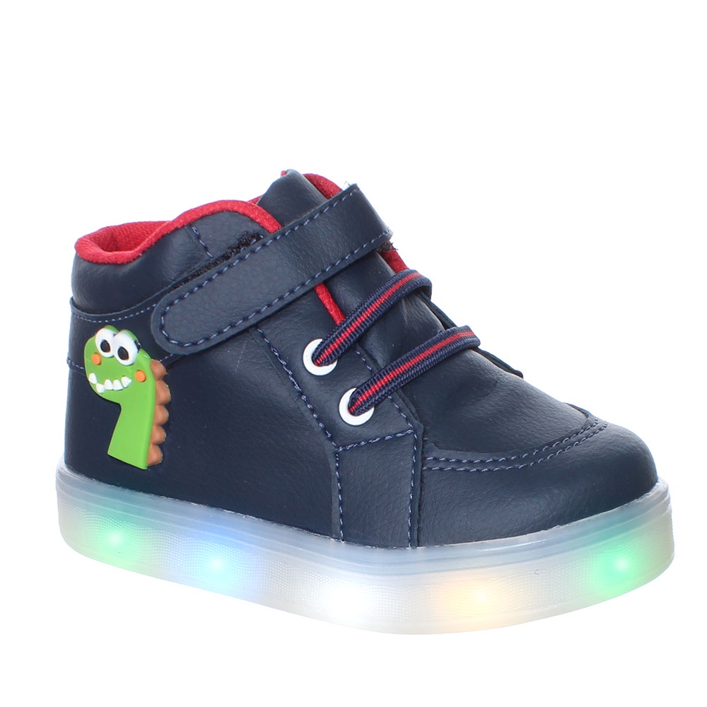 Tenis Calcado Botinha Infantil Menino Luz Led Dinossauro Azul Marinho ...