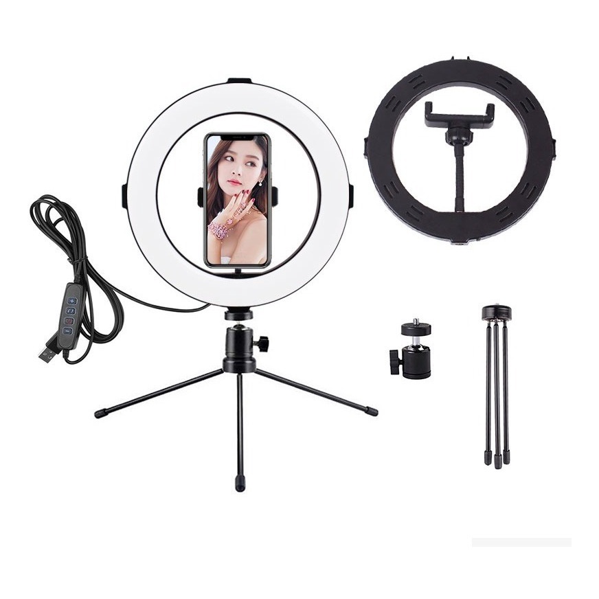 Anel Ring Light 8 Polegada + Tripe De Mesa + Suporte Celular Video | Shopee Brasil