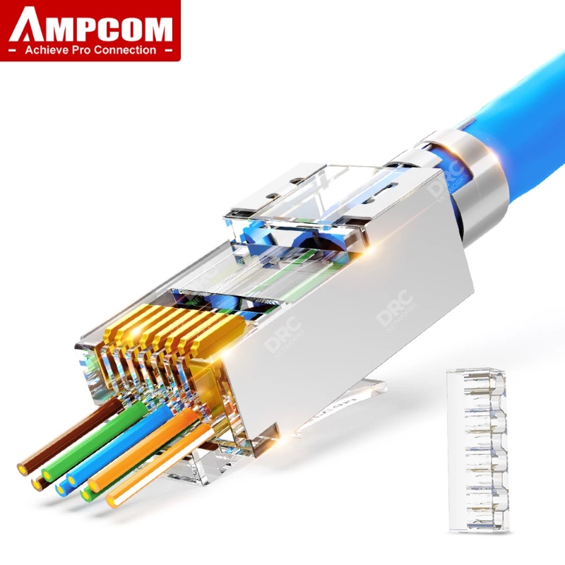 Conector Rj45 Cat6a Cat7 Plug Ez Vazado Passagem 10 Un AMPCOM CAT7 RJ45 ...