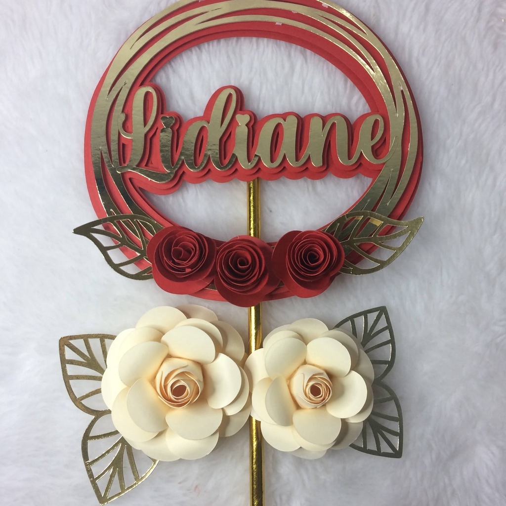 Topo/Topper Circular com flores | Shopee Brasil