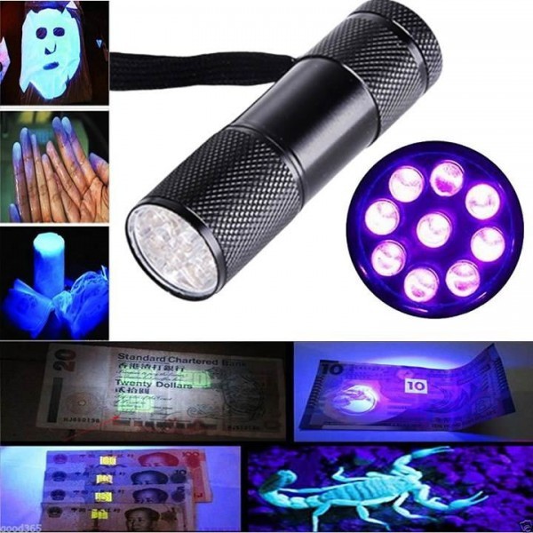 Lanterna Ultra Violeta Luz Negra 9 Led Uv Luatek | Shopee Brasil