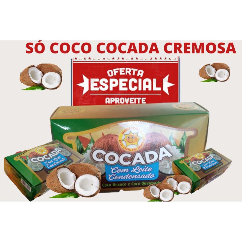 Doces Caixa Fechada Cocada Caseira Cremosa Com Leite Condensado Cx Com