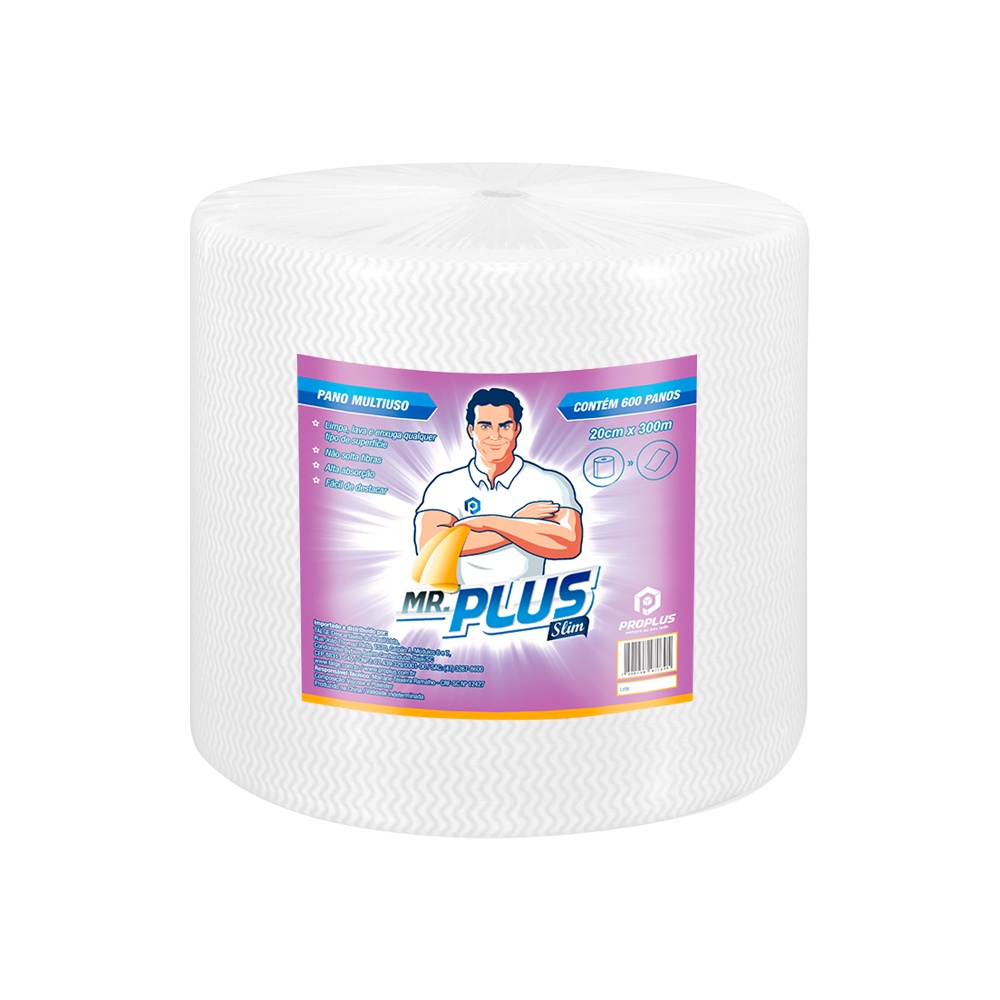Pano Multiuso Mr. Plus Slim 20cmx300m Branco Talge | Shopee Brasil