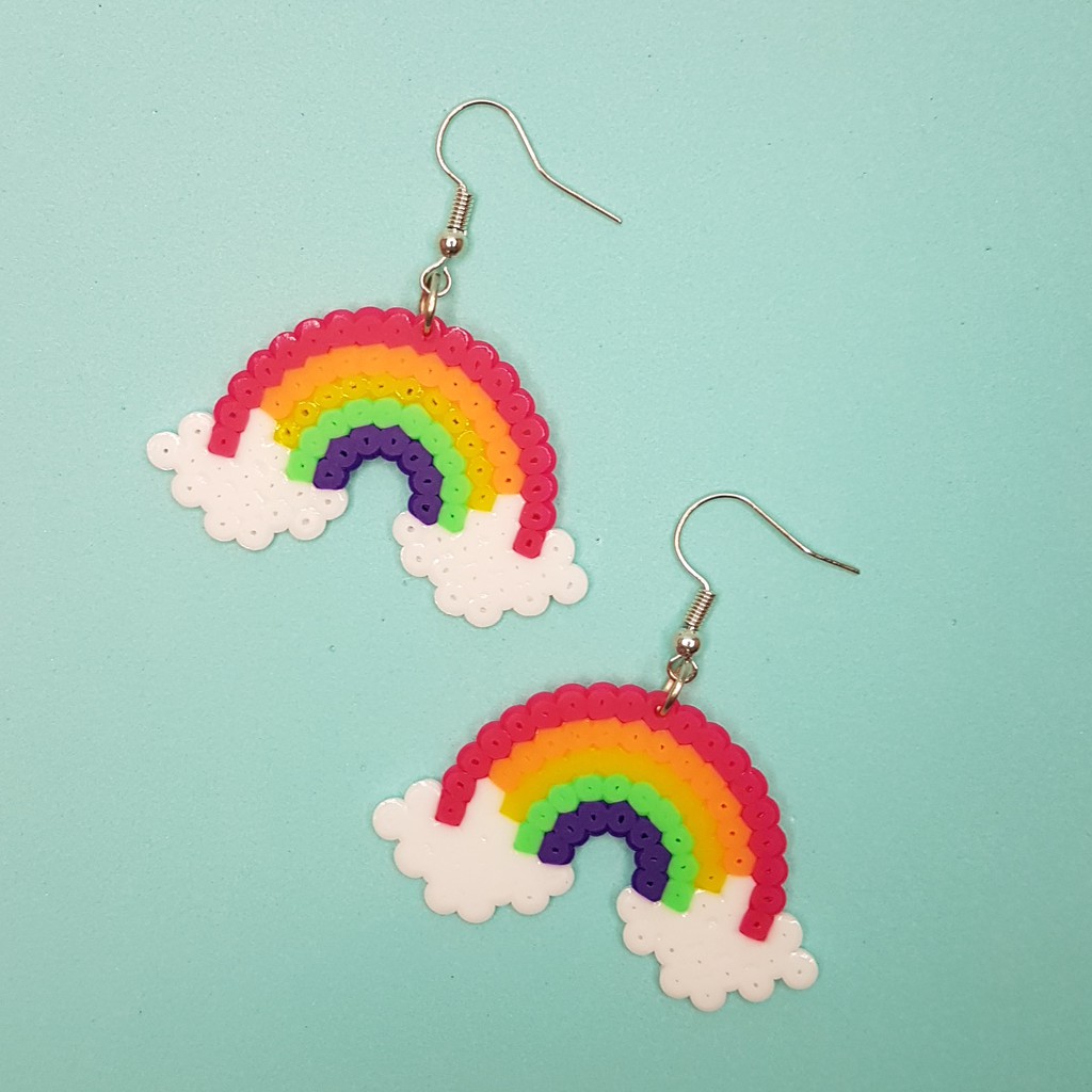 Brincos Arco Íris - Pixel Arte/ Pixel Art/ Perler Beads/ Hama Beads | Shopee Brasil