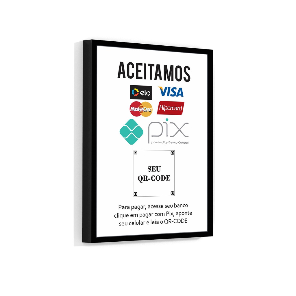 Quadro Com Moldura Personalizado Pix Pague Com Qr Code Fazer Pagamentos ...