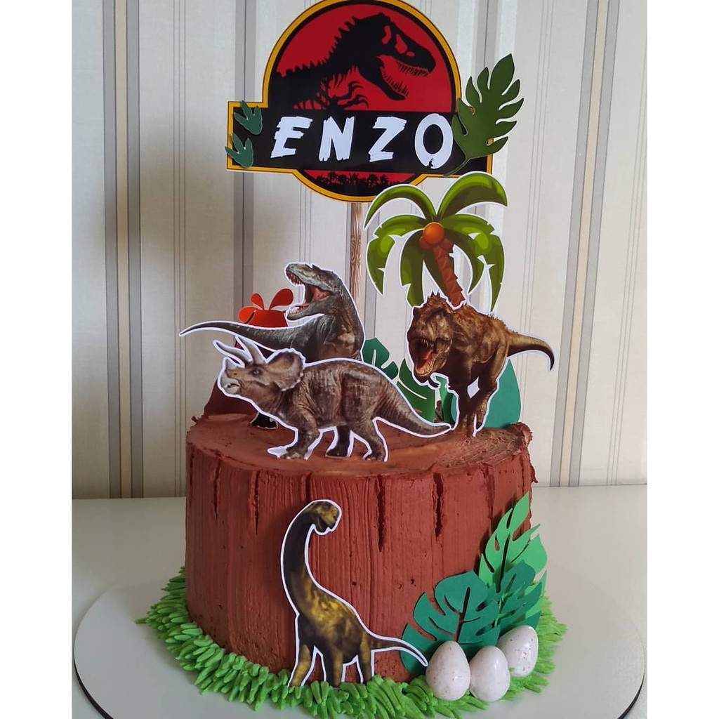 Topo de bolo Dinossauro - Topper Dinossauro - Personalizado | Shopee Brasil
