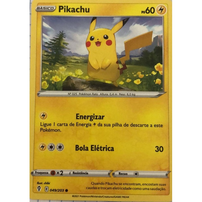 Carta Pokemon Pikachu 025 Ps 60 Carta Pokemon Tcg | Shopee Brasil