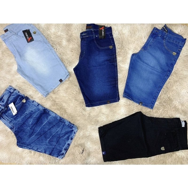 Kit 2 Bermuda jeans Masculina Com Lycra Qualidade36-48 | Shopee Brasil