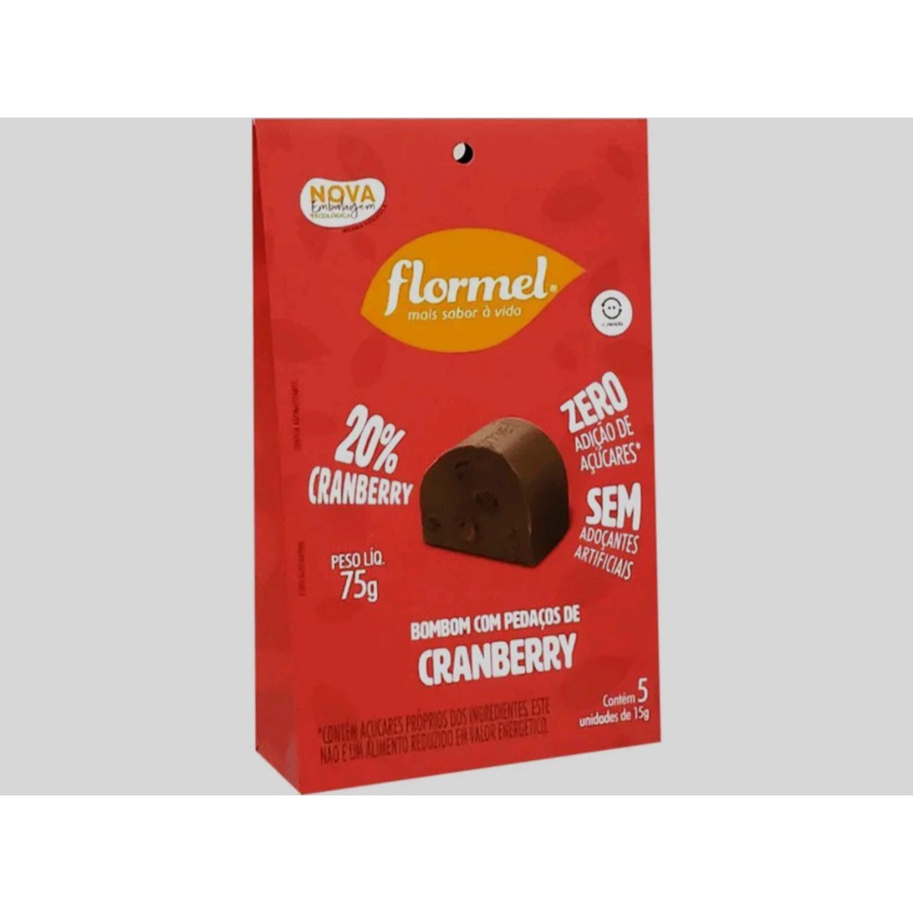 Bombom Flormel PACOTE 5 UNIDADES CRANBERRY (75G) | Shopee Brasil