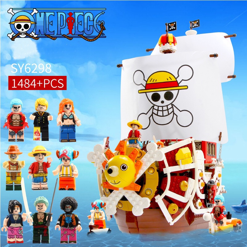 1484pcs Anime One Piece Pirates Ship Thousand Sunny Boat Modelos Zoro ...