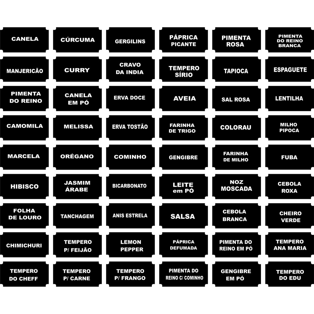 Etiquetas com Nomes de Temperos Adesivos P/ Potes do silvio caldas ...