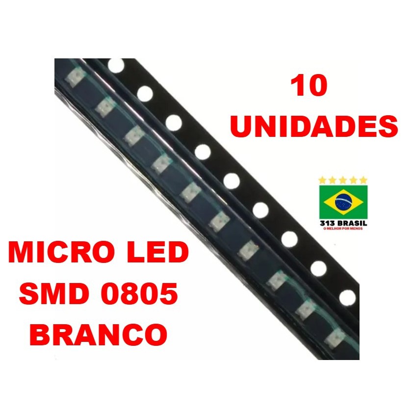 10 Micro Led Branco Smd 0805 Alto Brilho | Shopee Brasil