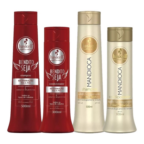 Kit Haskell Shampoo 500ml Bendito E Mandioca + 2 Cond 300ml | Shopee Brasil