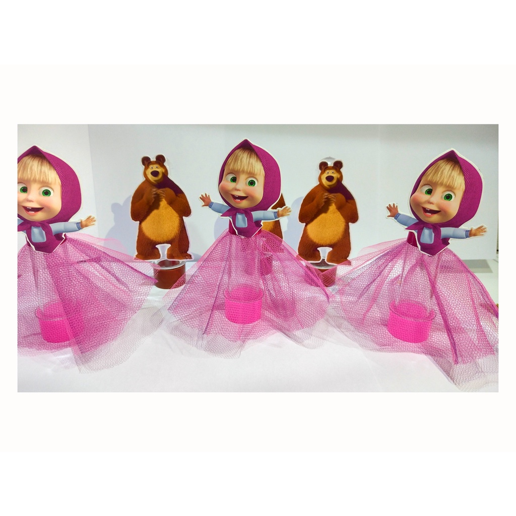 10 Tubetes Personalizados Masha e o Urso 3d Com Saia De Tule com urso ... 10 Tubetes Personalizados Masha e o Urso 3d Com Saia De Tule com urso ...