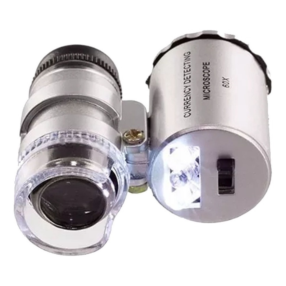Lupa Mini Microscópio Bolso Com Led E Ultravioleta 60x | Shopee Brasil