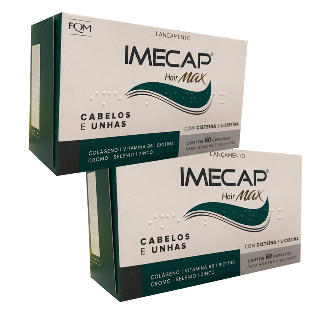 Kit 2x Imecap Hair Max 60 Capsulas Cabelos E Unhas Com Biotina | Shopee ...