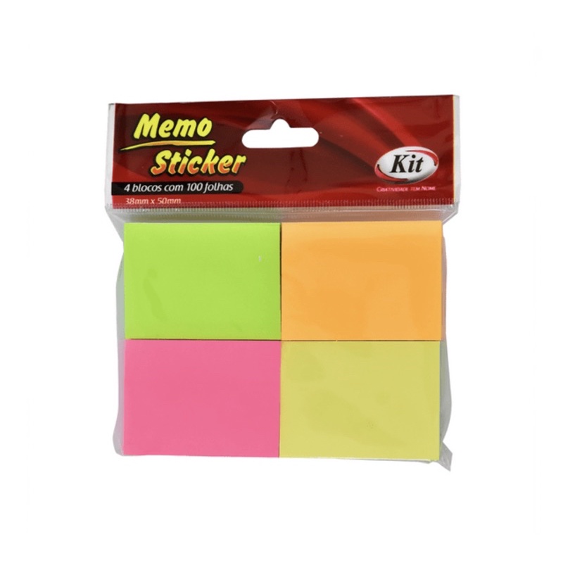 Kit Post It meme sticker bloco de anotações 4 cores neon | Shopee Brasil