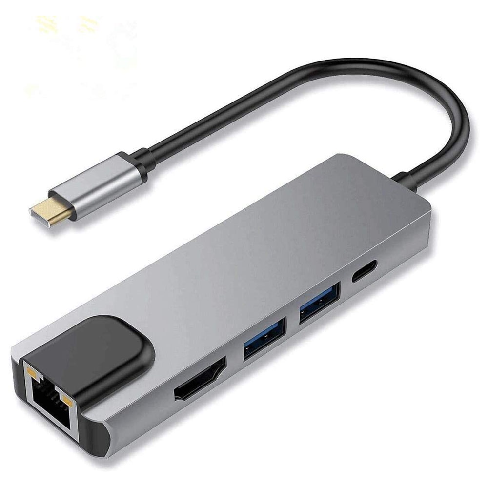 Cabo Adaptador USB-C HDMI LAN RJ45 1000 USB 3.0 e USB TIPO-C | Shopee ...