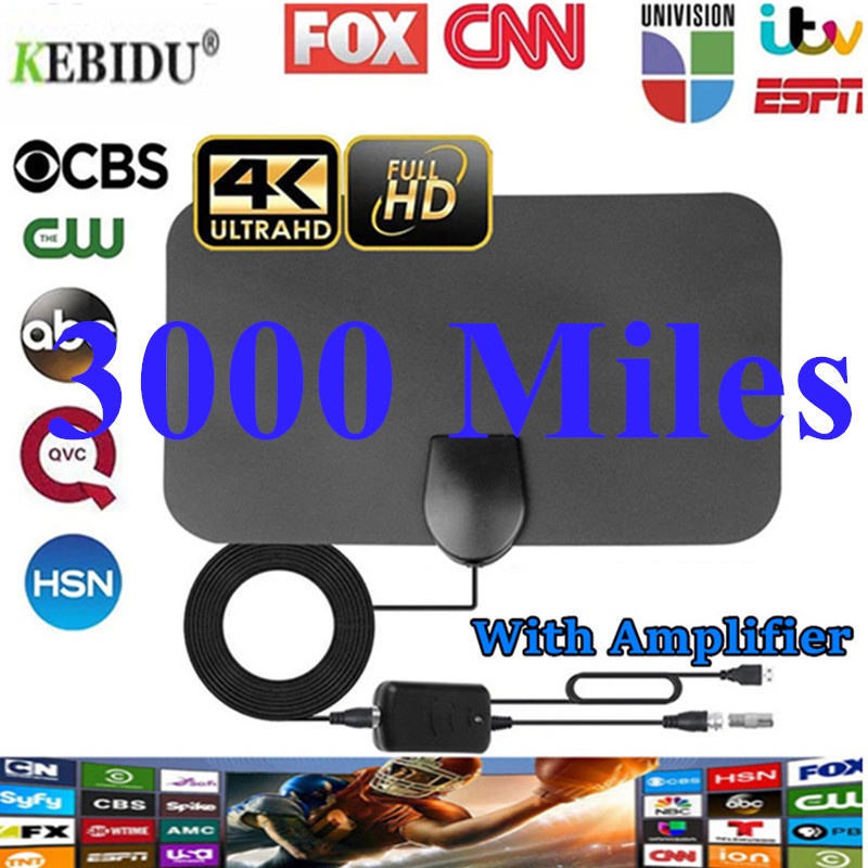 Mini Antena De Tv Digital Hd Indoor Com Amplificador De Sinal 4K 8K ...
