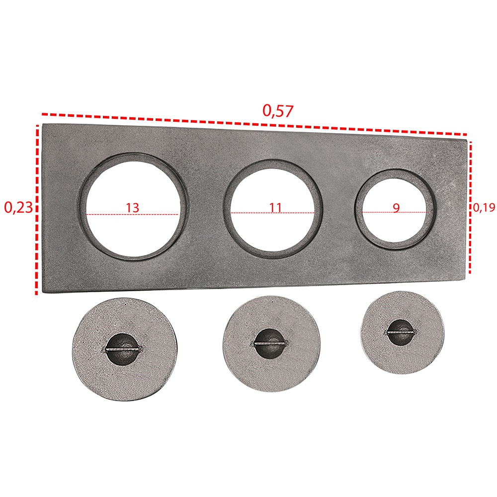 Chapa Fogão Lenha 3 Bocas Ferro Fundido Modelo Paulista 57 X 23 X 19 ...