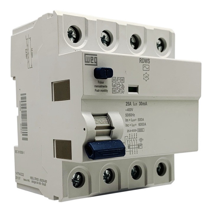 Interruptor Diferencial Residual 25a 30ma Weg Dr 4p Rdws | Shopee Brasil