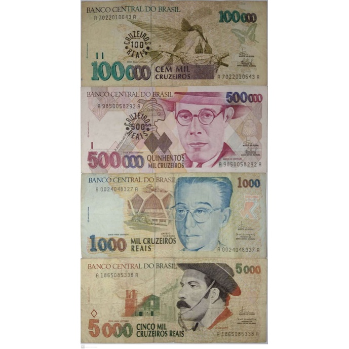 C239 - Cédula 5000 Cruzeiros Reais (Gaucho) mais 3 cédulas | Shopee Brasil