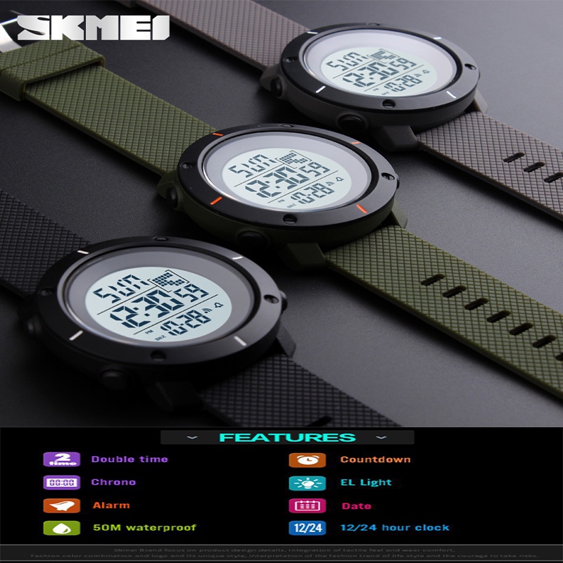 Relógio De Pulso SKMEI Masculino Digital Esportivo Com Mostrador Grande Multifuncional Militar ...
