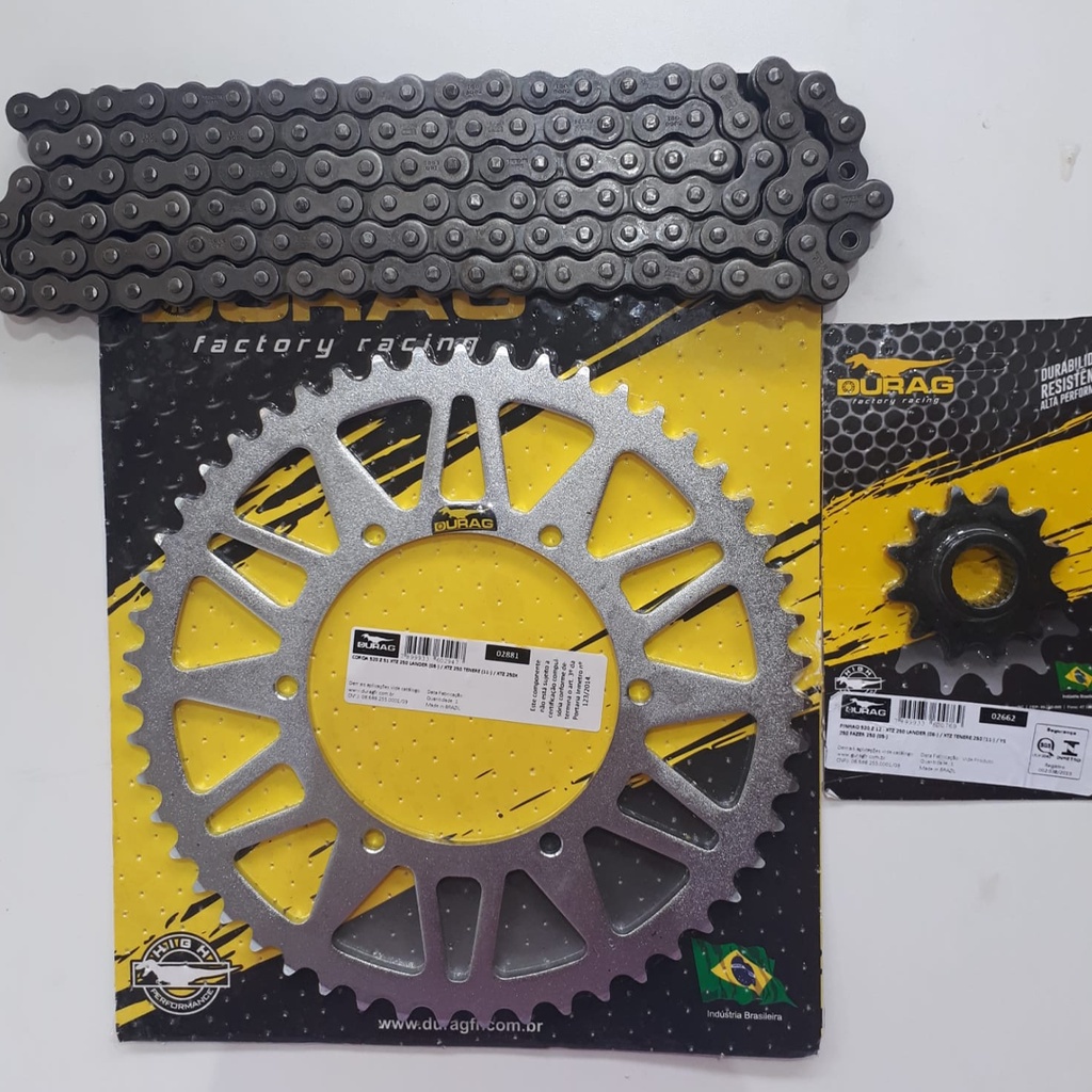 Kit de Relação 51x12 Moto XTZ 250 Lander P520 - Durag | Shopee Brasil